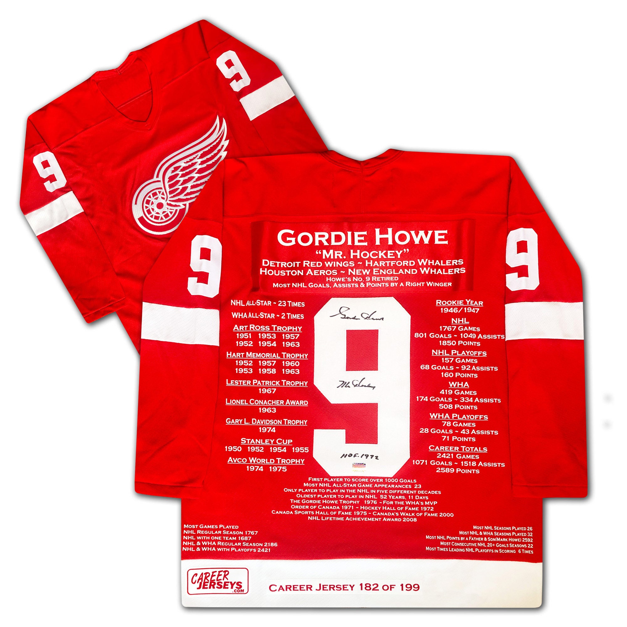Shop GORDIE HOWE CAREER JERSEY Exclusively Available at Autograph Authentic